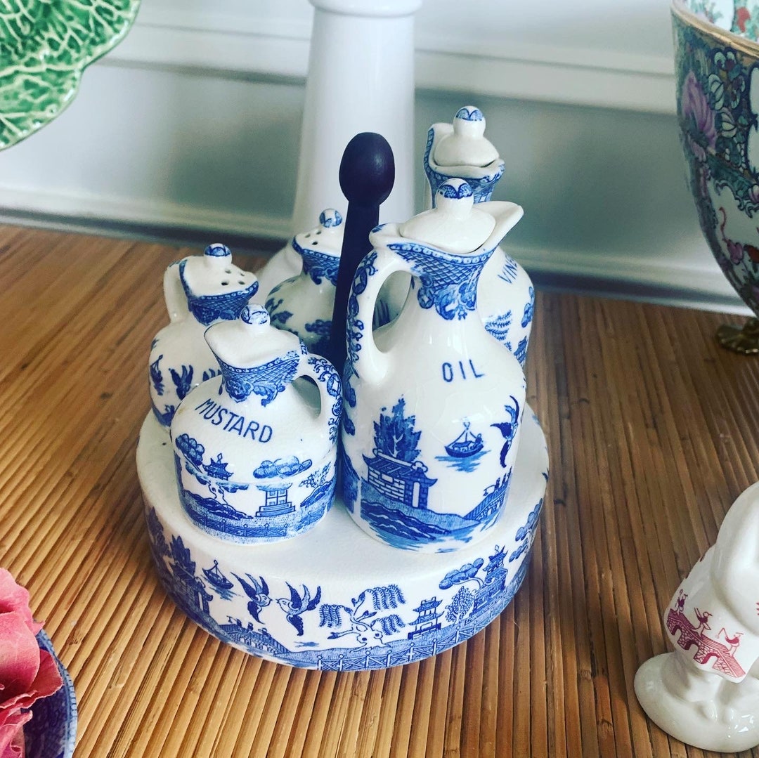 Vintage Blue Willow Condiment Set - Etsy
