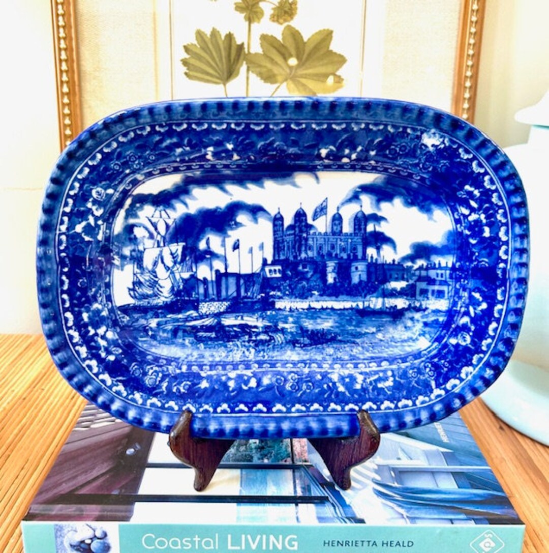 Mid 20th Century Flow Blue Victoria Ware Ironstone Serving Platter - Etsy