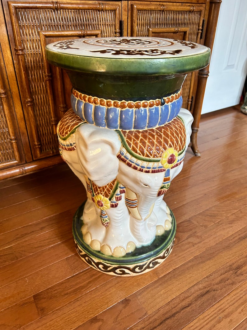 Rare 3 Elephant Face Side Table Garden Stool - Etsy