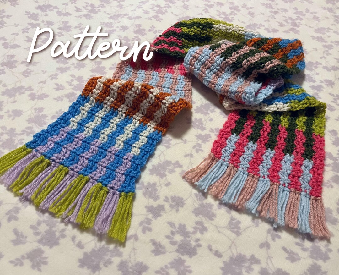 Squiggle & Stripe Scarf Crochet PATTERN, Advanced Beginner, Simple ...