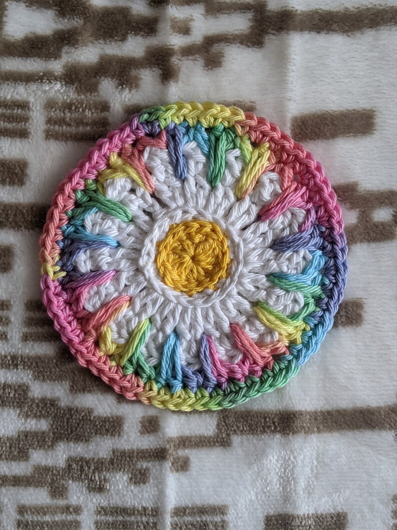 Crochet PATTERN Daisy Coaster, Intermediate Level, Flower Circle, Cute ...