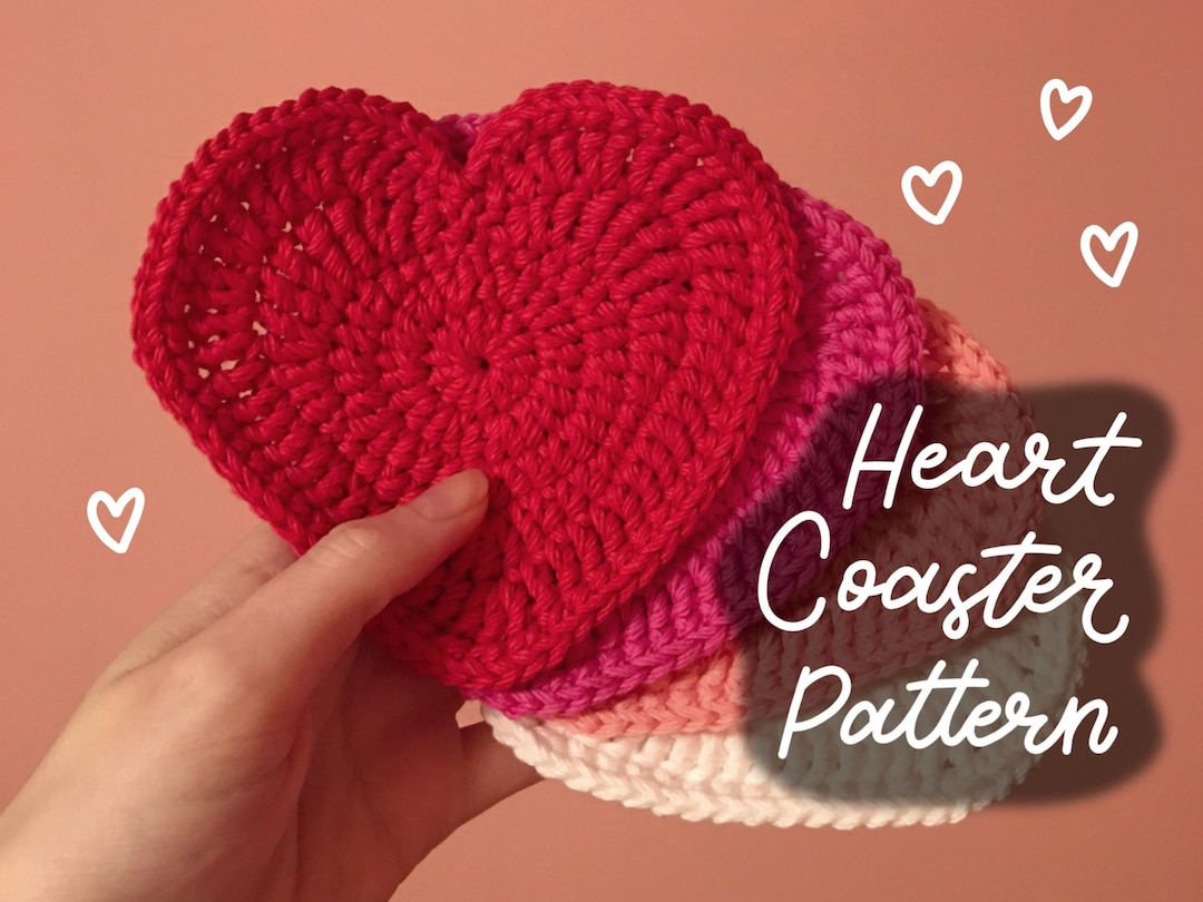Crochet PATTERN Heart Coaster Easy Beginner Simple Easy to - Etsy