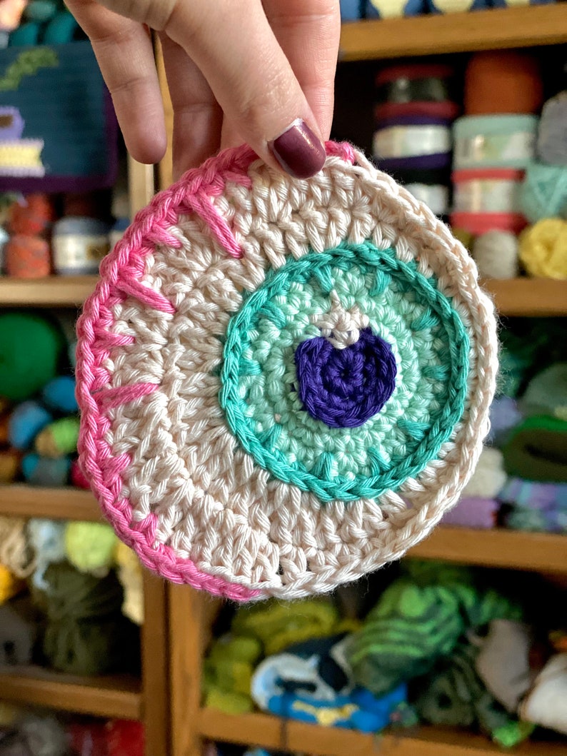 Crochet PATTERN Eyeball Coaster, Intermediate, Halloween Decoration ...