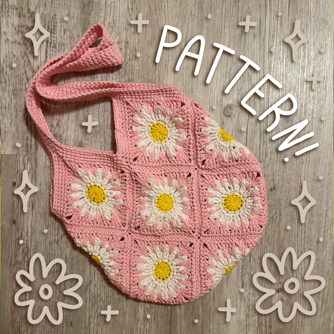 Daisy Square Tote Bag Crochet PATTERN, Intermediate, Cute Flower Purse ...
