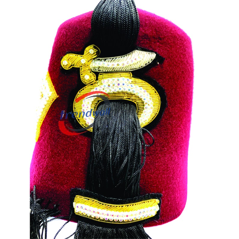 Fez Shriner, Masonic Shriner Fez Hand Embroidered With Rhinestone ...