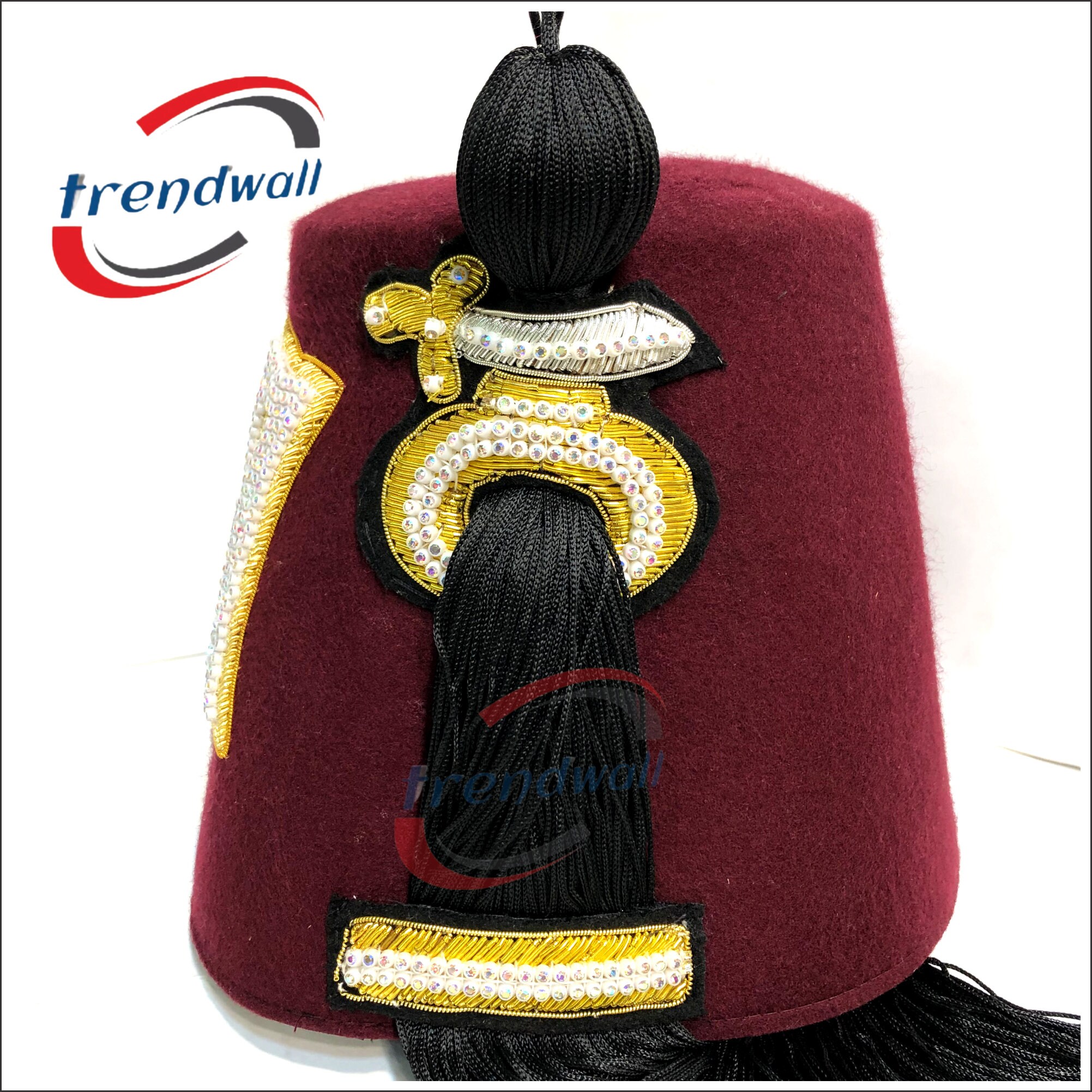 Masonic Shriner Fez Hat Burgundy Color Four Line Rhinestone - Etsy