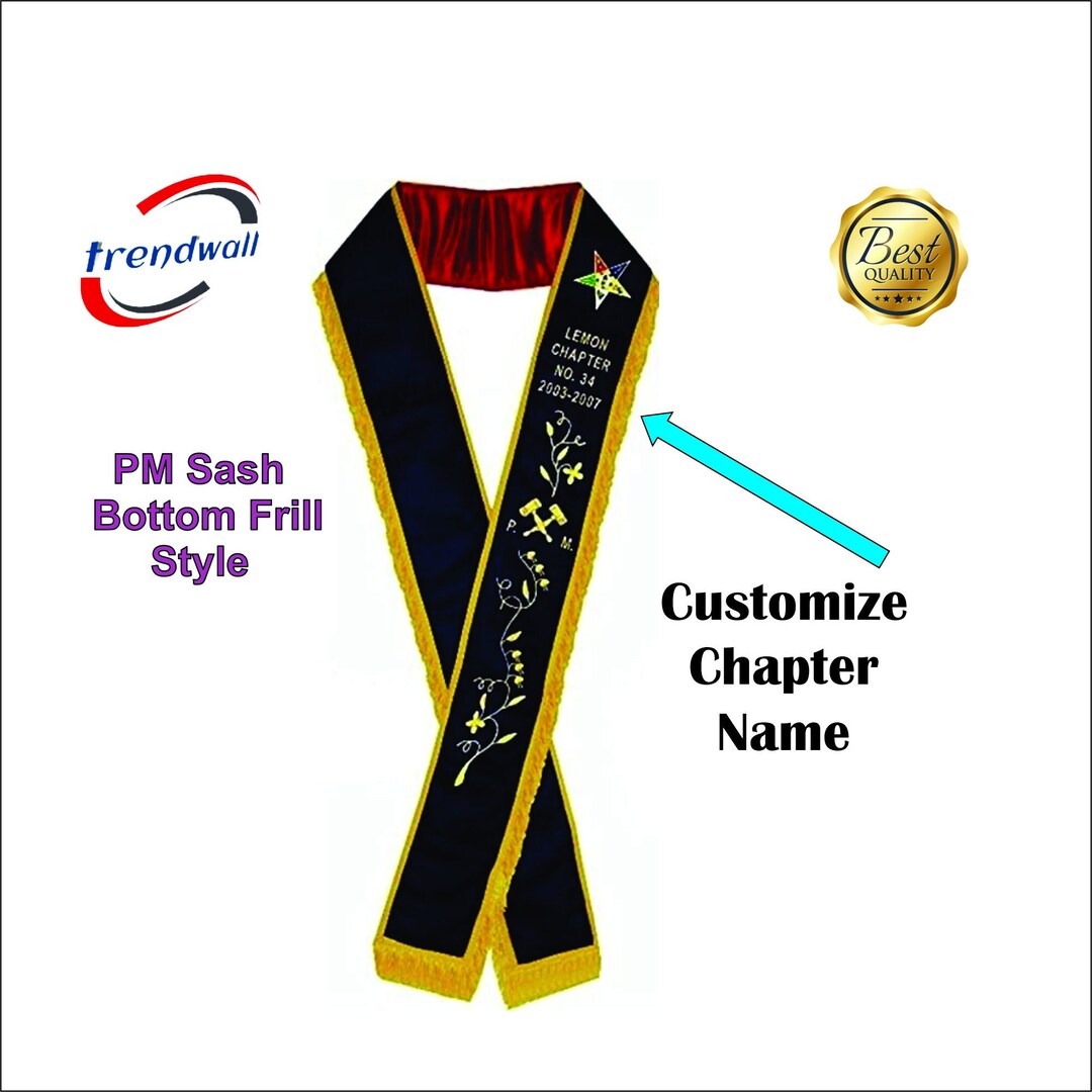 Masonic Freemason Past Matron Sash Custom Chapter Name , Masonic Order ...