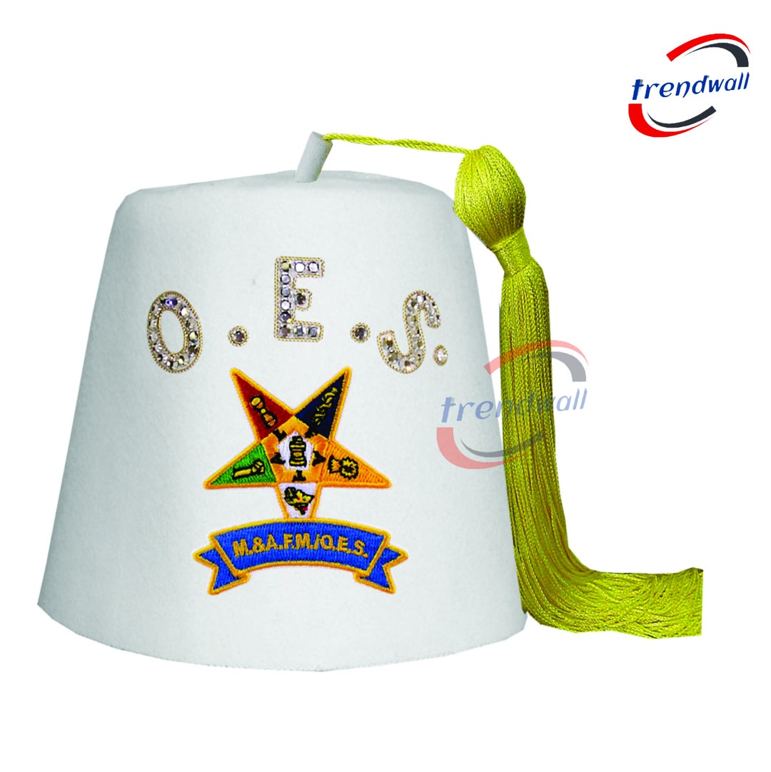 OES Chapter M.& A.F.M. Plain Fez With Star and OES Rhinestone, Masonic ...
