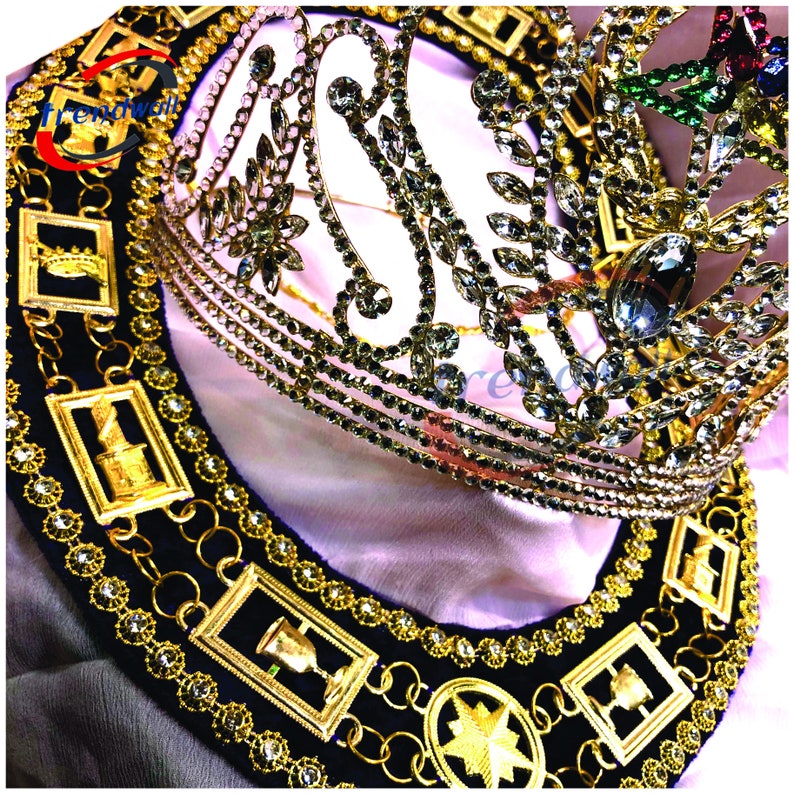 Freemason Grand Worthy Matron OES Big Size Gold Tone Crown & Chain ...