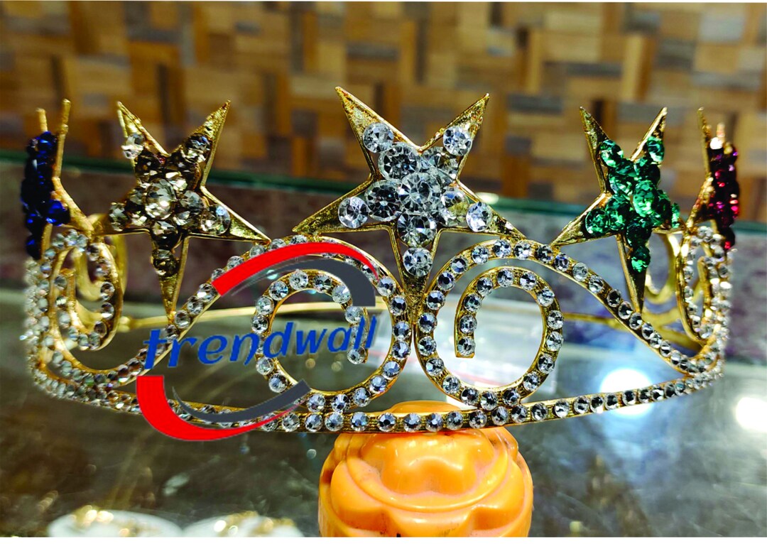 OES Grand Matron 5 Star Crown in Gold Tone With Rhinestone Adjustable ...