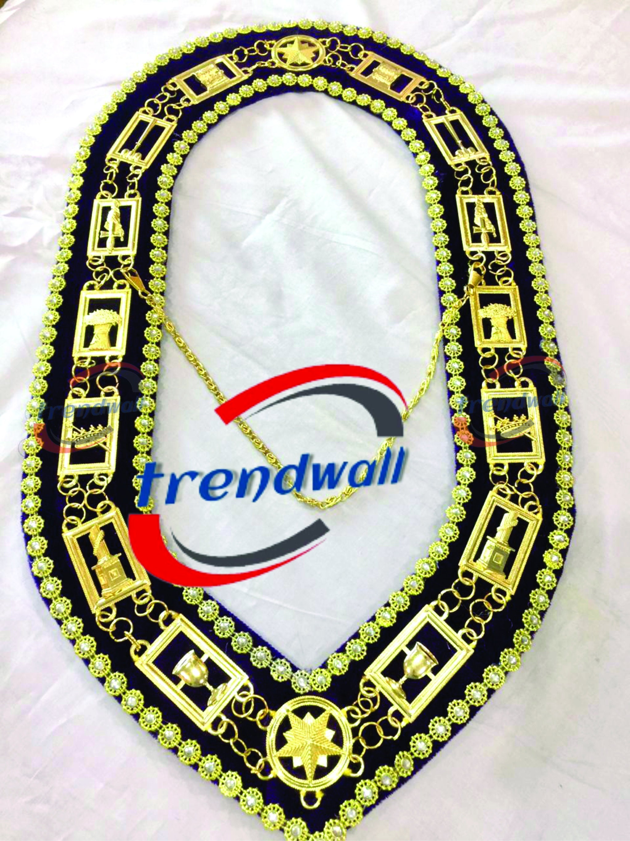 Masonic OES Chain Collar Purple Velvet Backing Decorated With ...