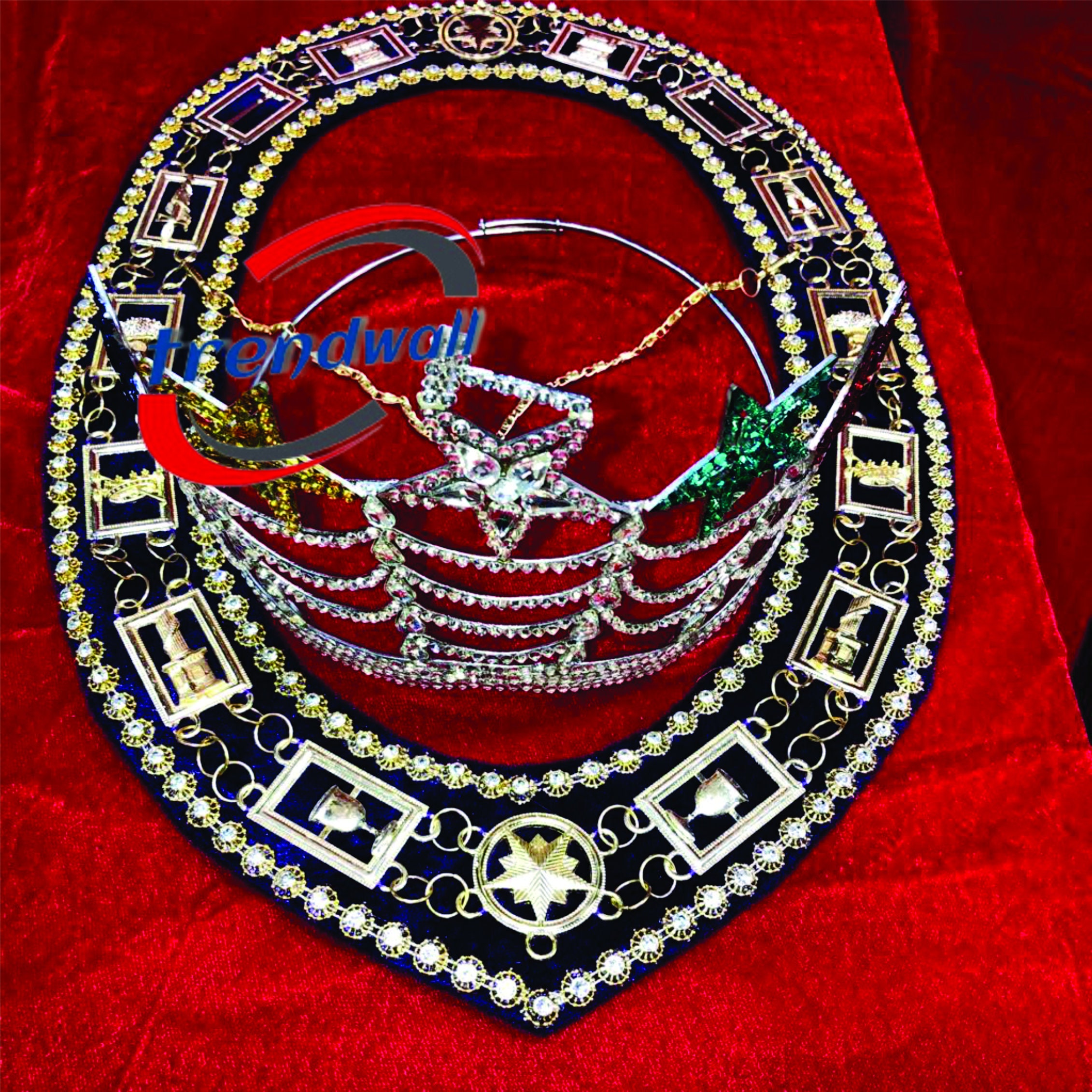 Masonic Grand Matron OES Crown & OES Chain Collar Purple Velvet Backing ...