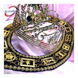 Freemason Grand Worthy Matron OES Big Size Gold Tone Crown & Chain ...