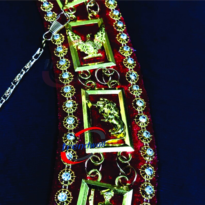 Heroines of Jericho Women's Chain Collar, Masonic HOJ Chain Collar Decorated With Rhinestones ...