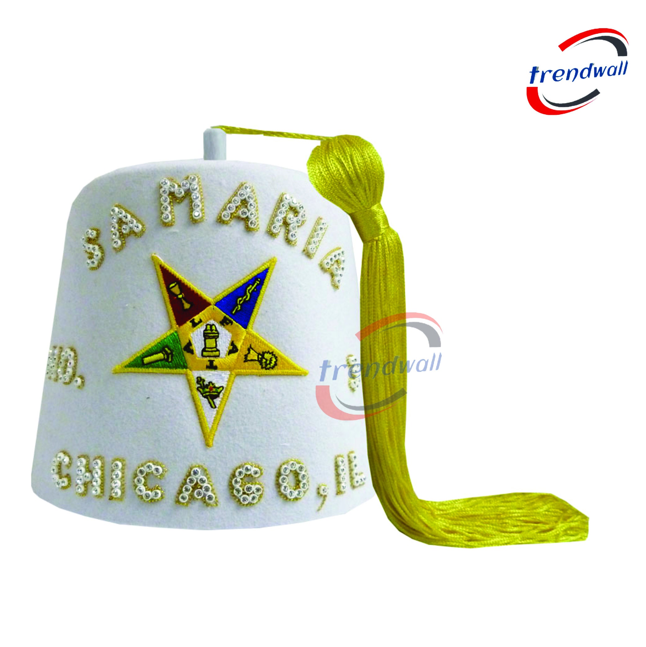 Masonic Order of Eastern Star Fez With Star and Custom Name With White ...