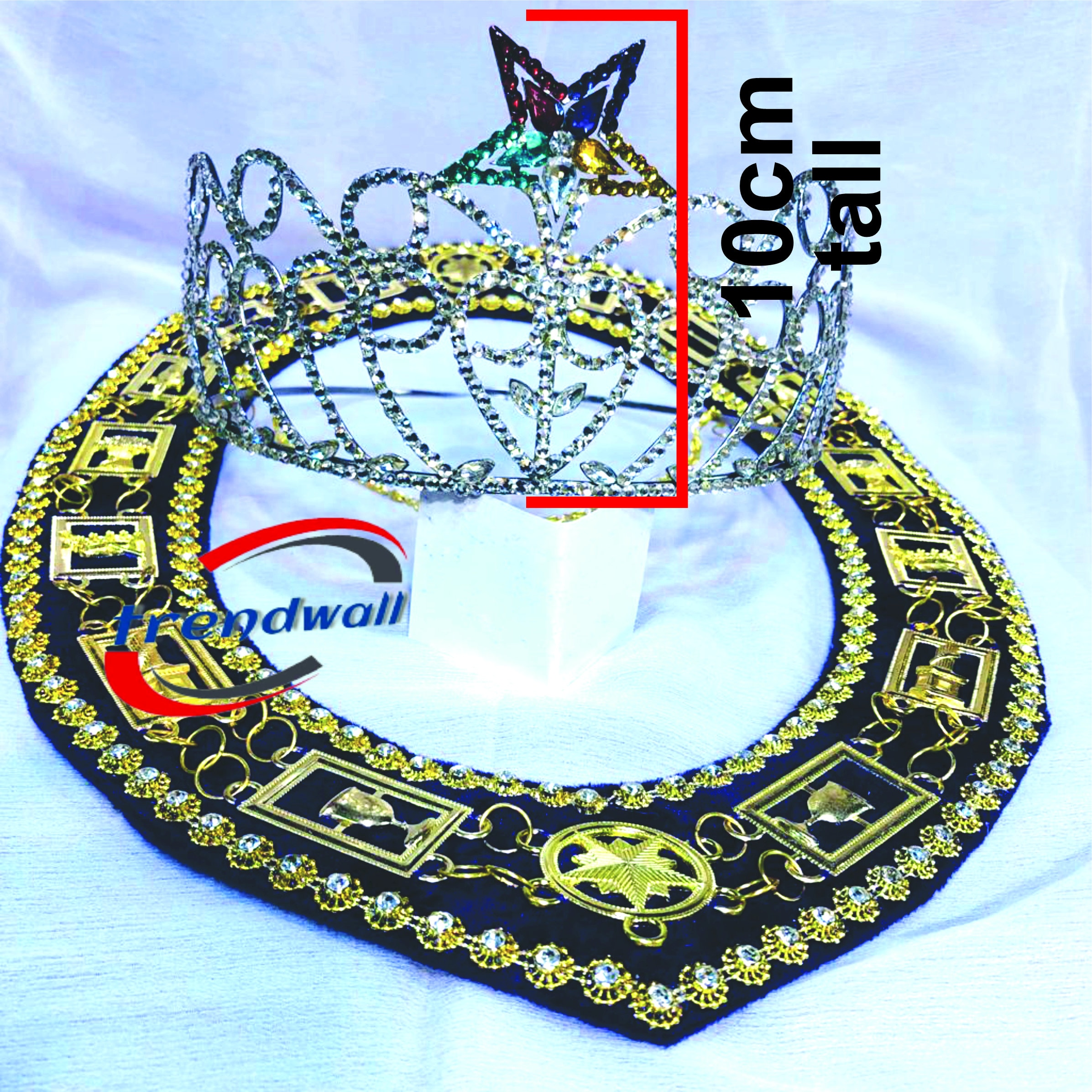 Masonic Associate Matron OES Crown in Silver Tone With OES Chain Collar ...