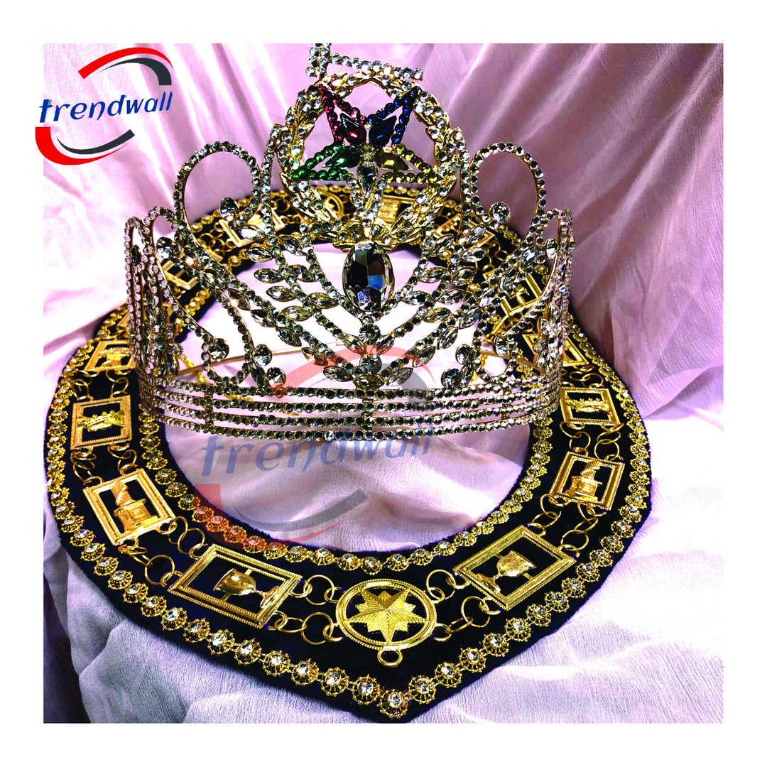 Freemason Grand Worthy Matron OES Big Size Gold Tone Crown & Chain ...