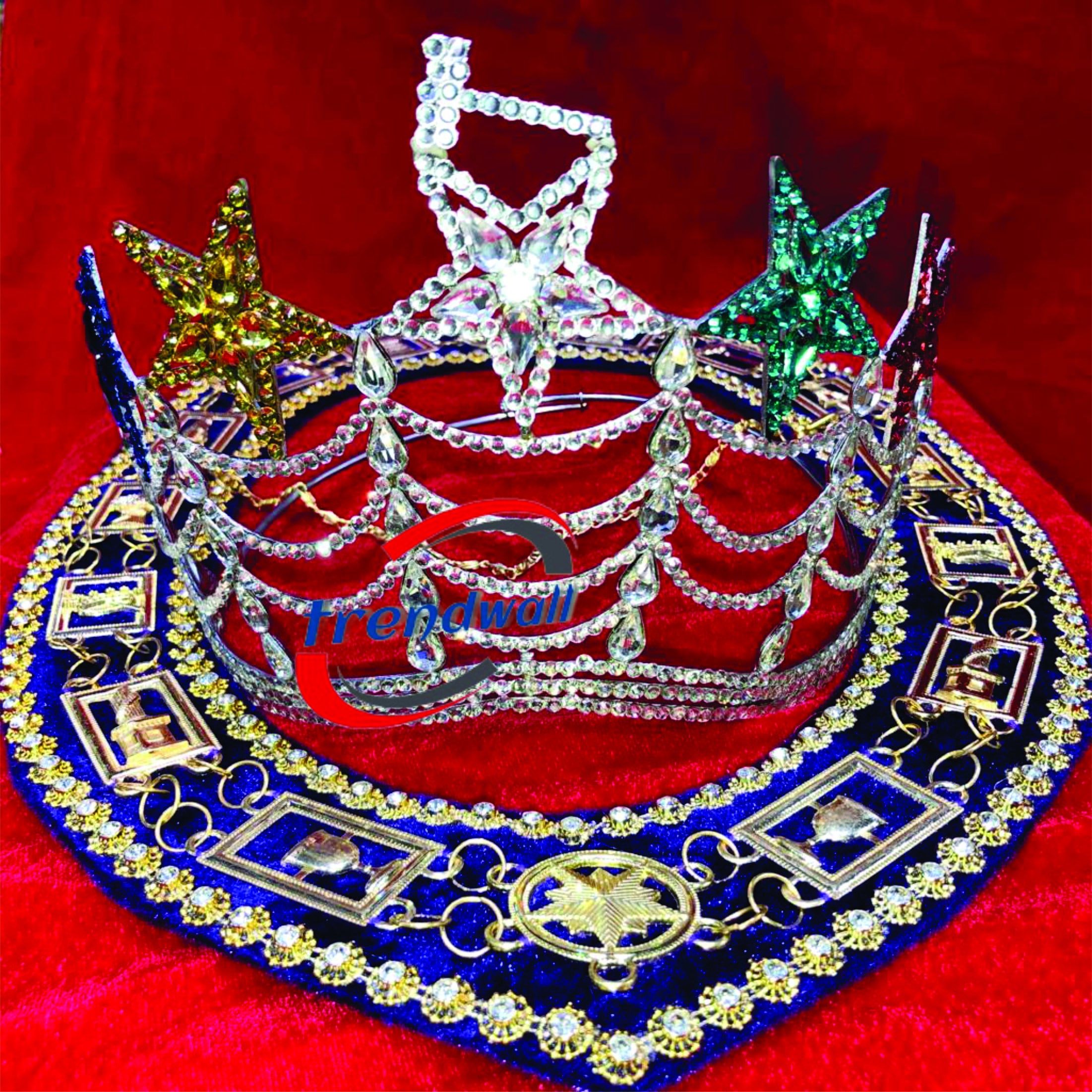 Masonic Grand Matron OES Crown & OES Chain Collar Purple Velvet Backing ...