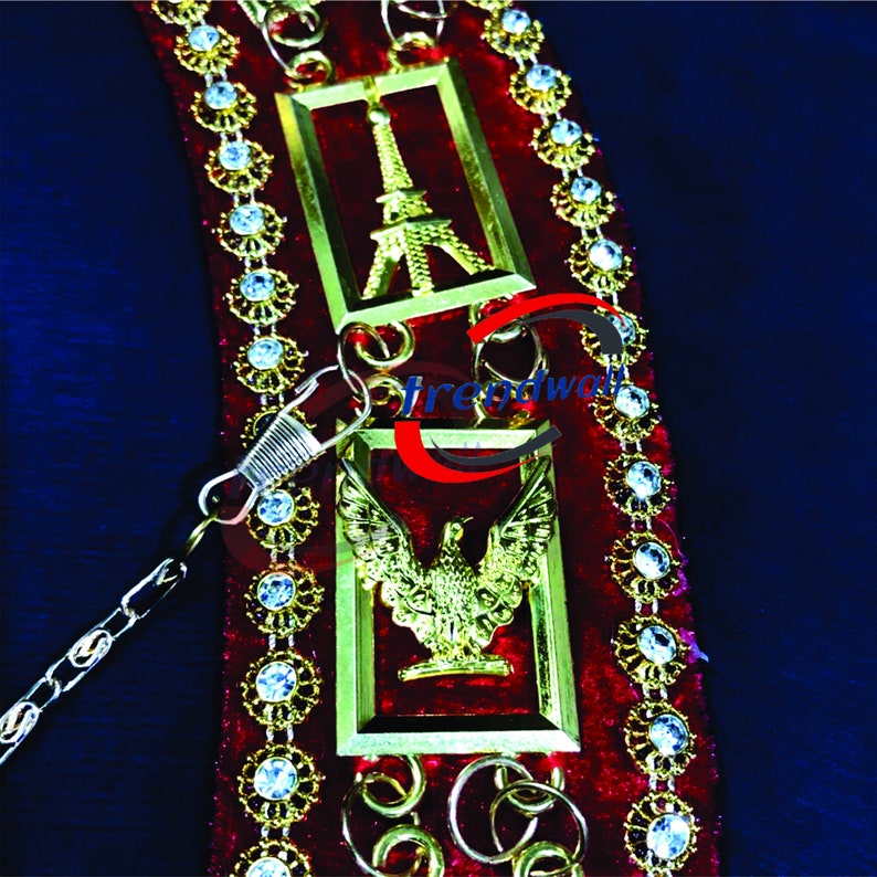 Heroines of Jericho Women's Chain Collar, Masonic HOJ Chain Collar Decorated With Rhinestones ...