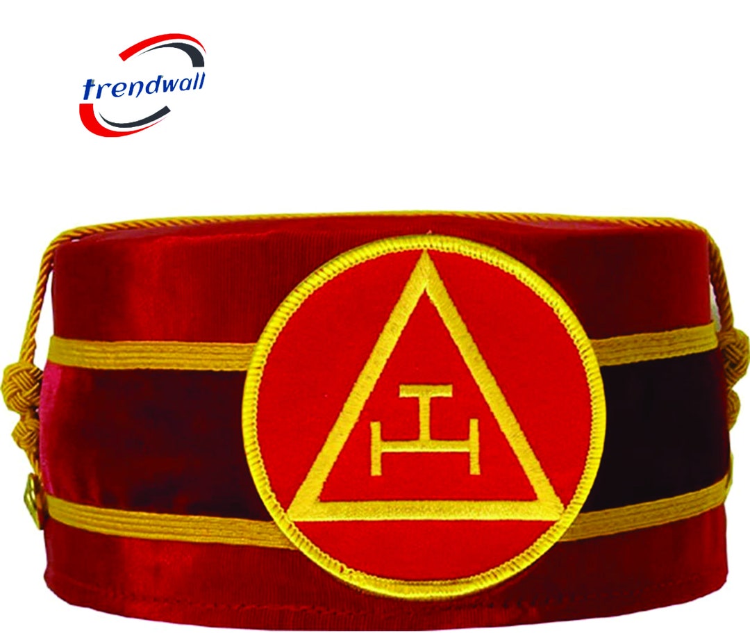 Royal Arch Masonic Machine Embroidered Triple Tau Cap Red With Gold ...
