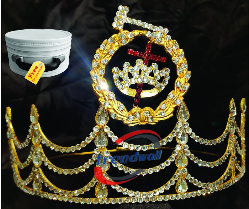 Masonic Knight Templar Crown in Gold Tone With Rhinestone Beautiful ...