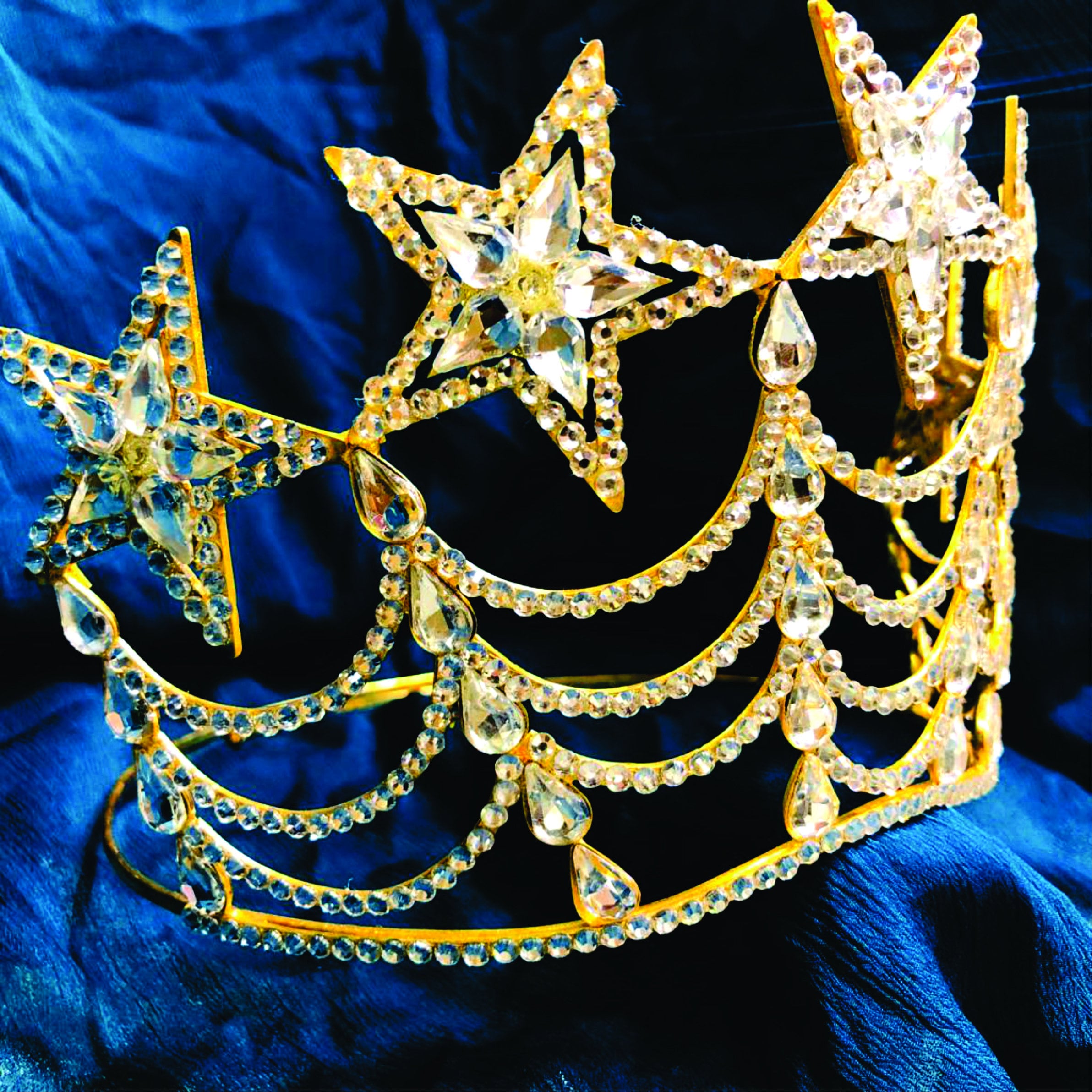 Masonic Freemason Clear Star Matron Crown Gold Tone Rhinestone ...
