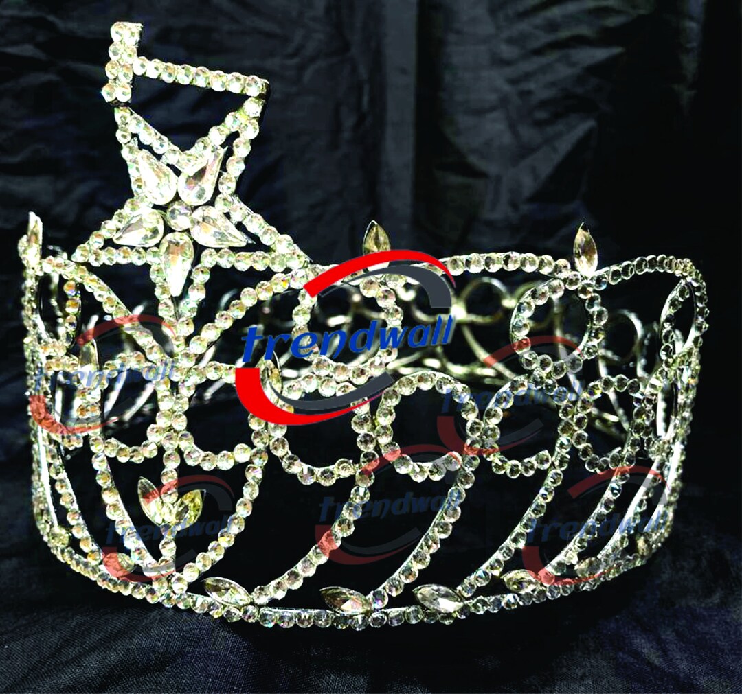 Masonic Associate Matron OES Full Head Crown Clear Star in Silver Tone ...