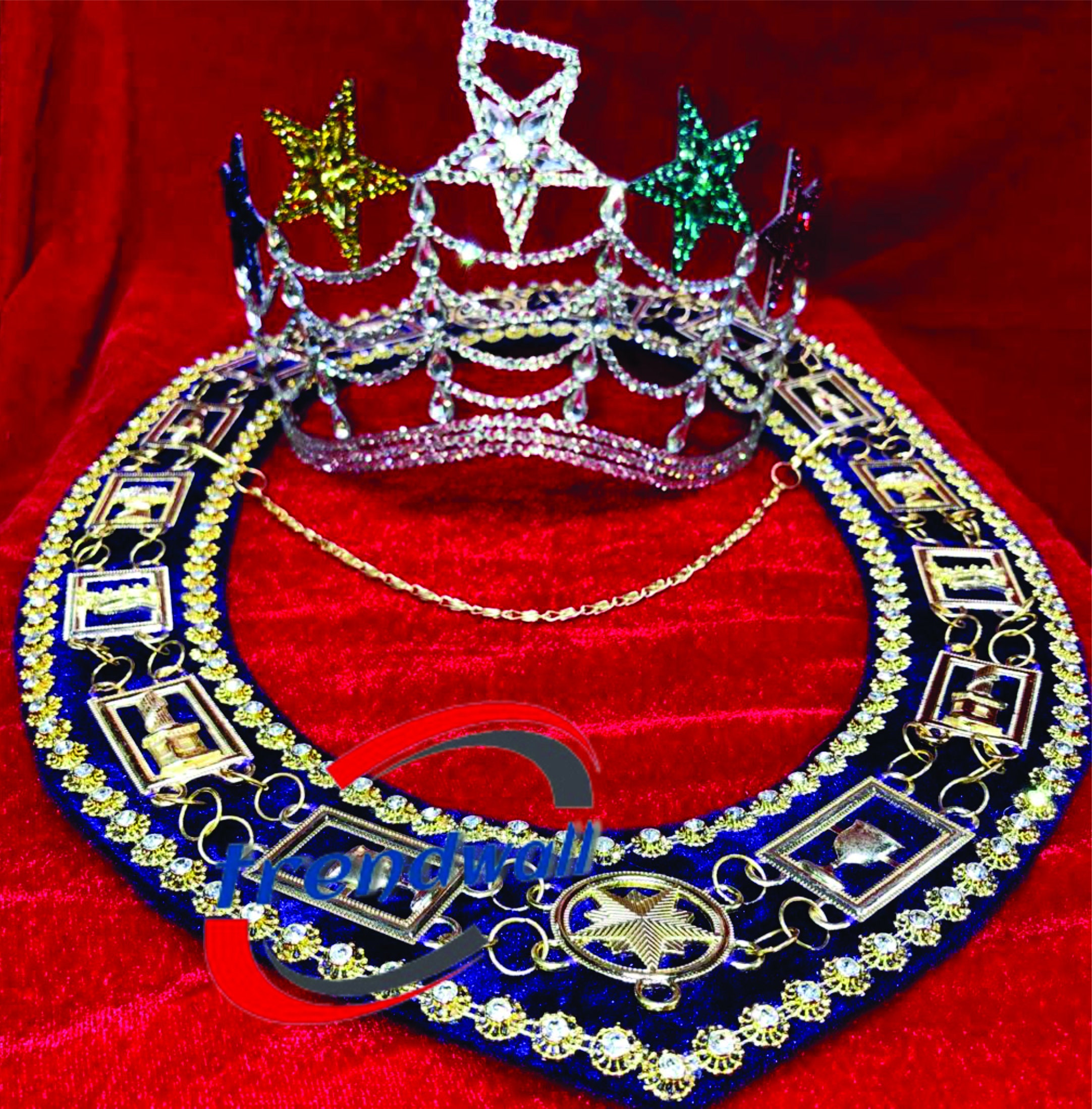 Masonic Grand Matron OES Crown & OES Chain Collar Purple Velvet Backing ...