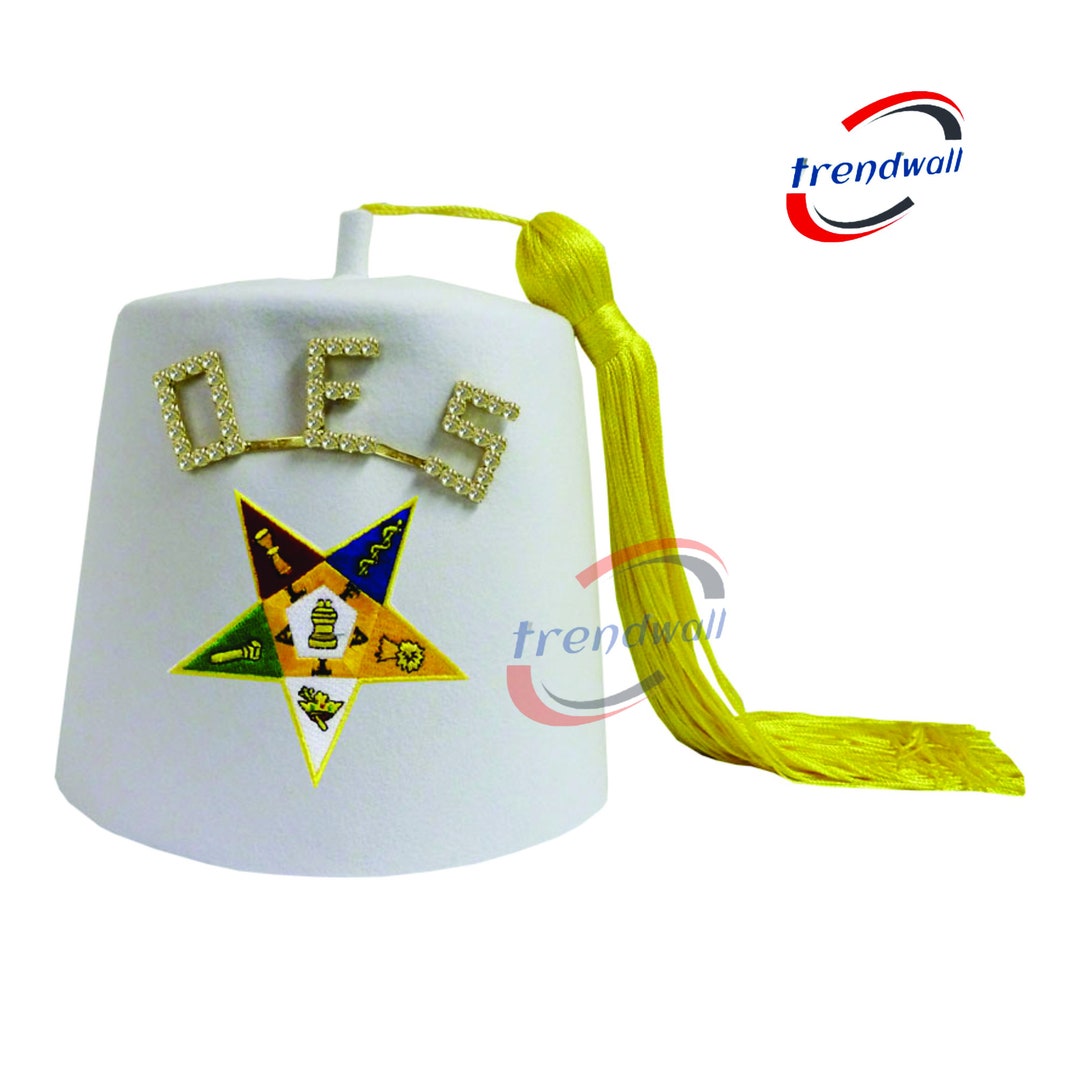 OES Plain Fez With Star and OES Rhinestone Pin, Masonic Order of ...