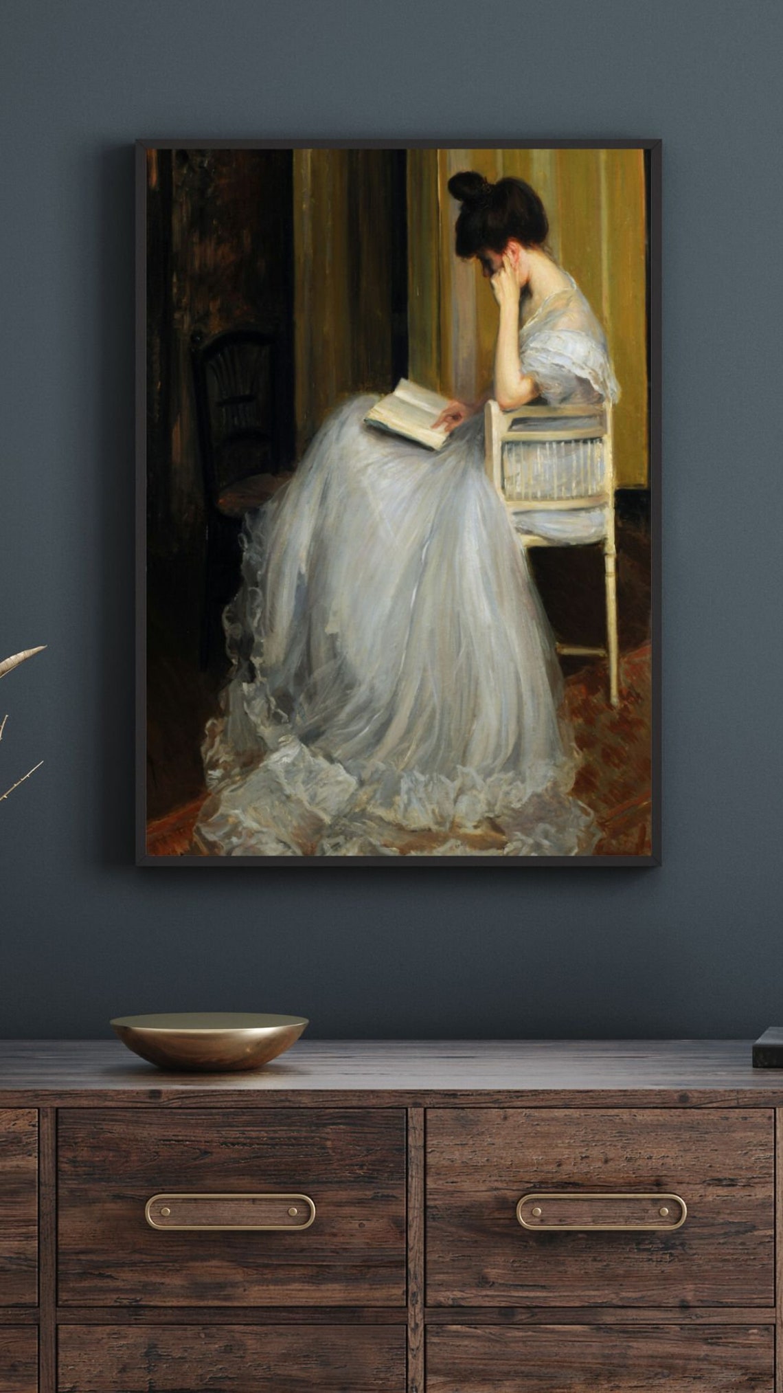 Elegant Woman Reading Portrait Reading Wall Art Art - Etsy