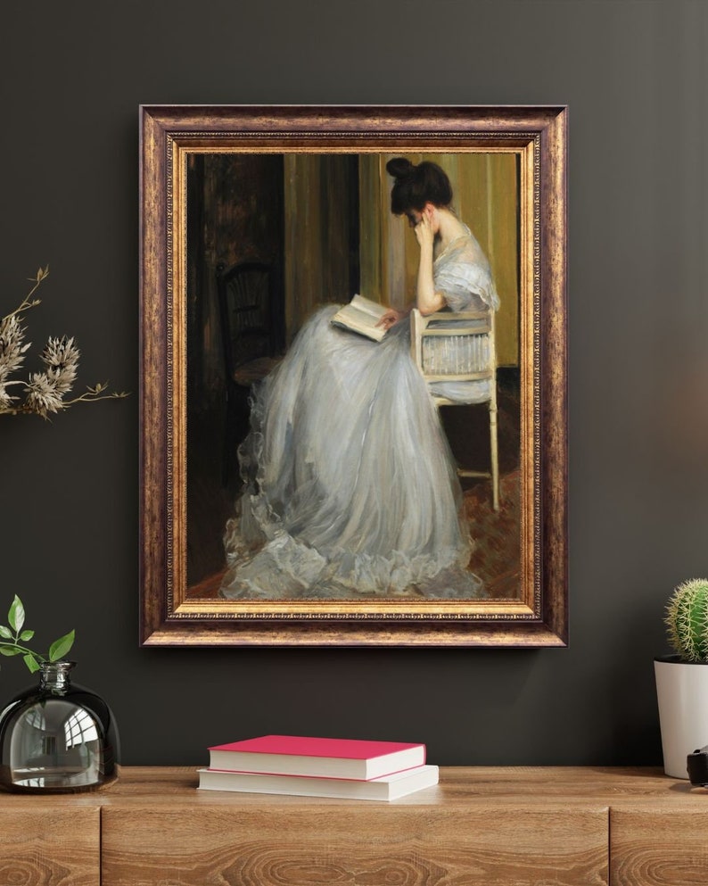 Elegant Woman Reading Portrait | Reading Wall Art | Art Printable ...