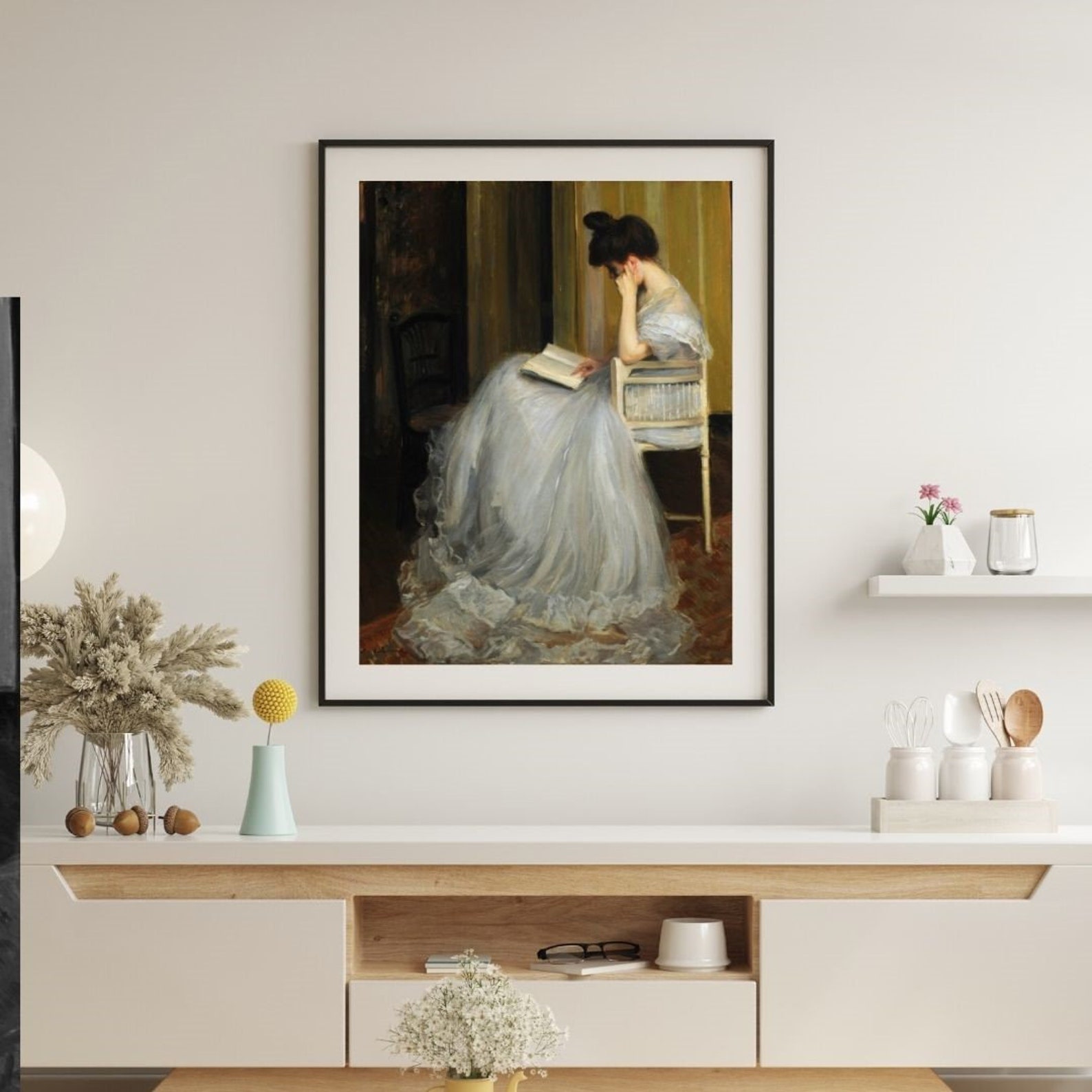 Elegant Woman Reading Portrait | Reading Wall Art | Art Printable ...