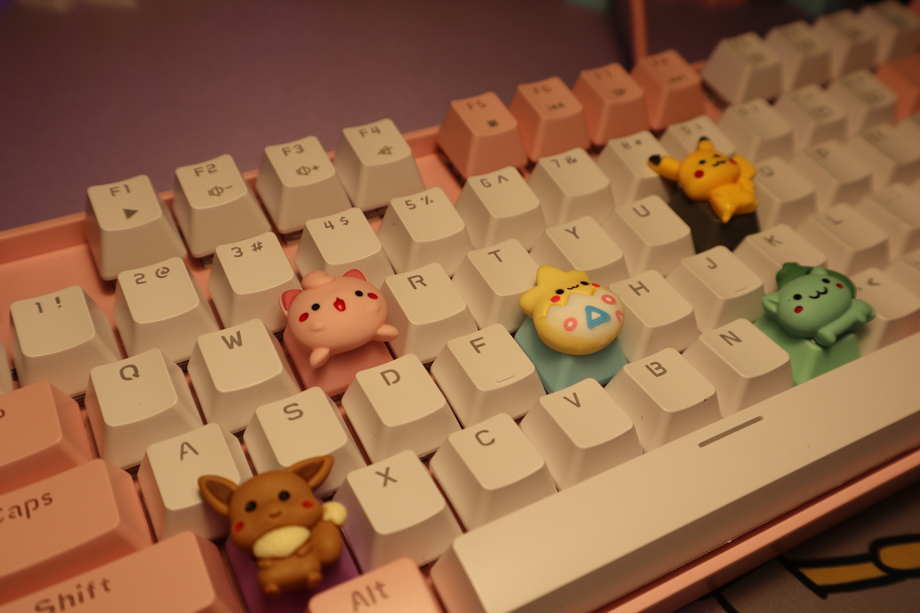 Kawaii Pokemon Keycaps Pikachu Eevee Togepi Jigglypuff - Etsy