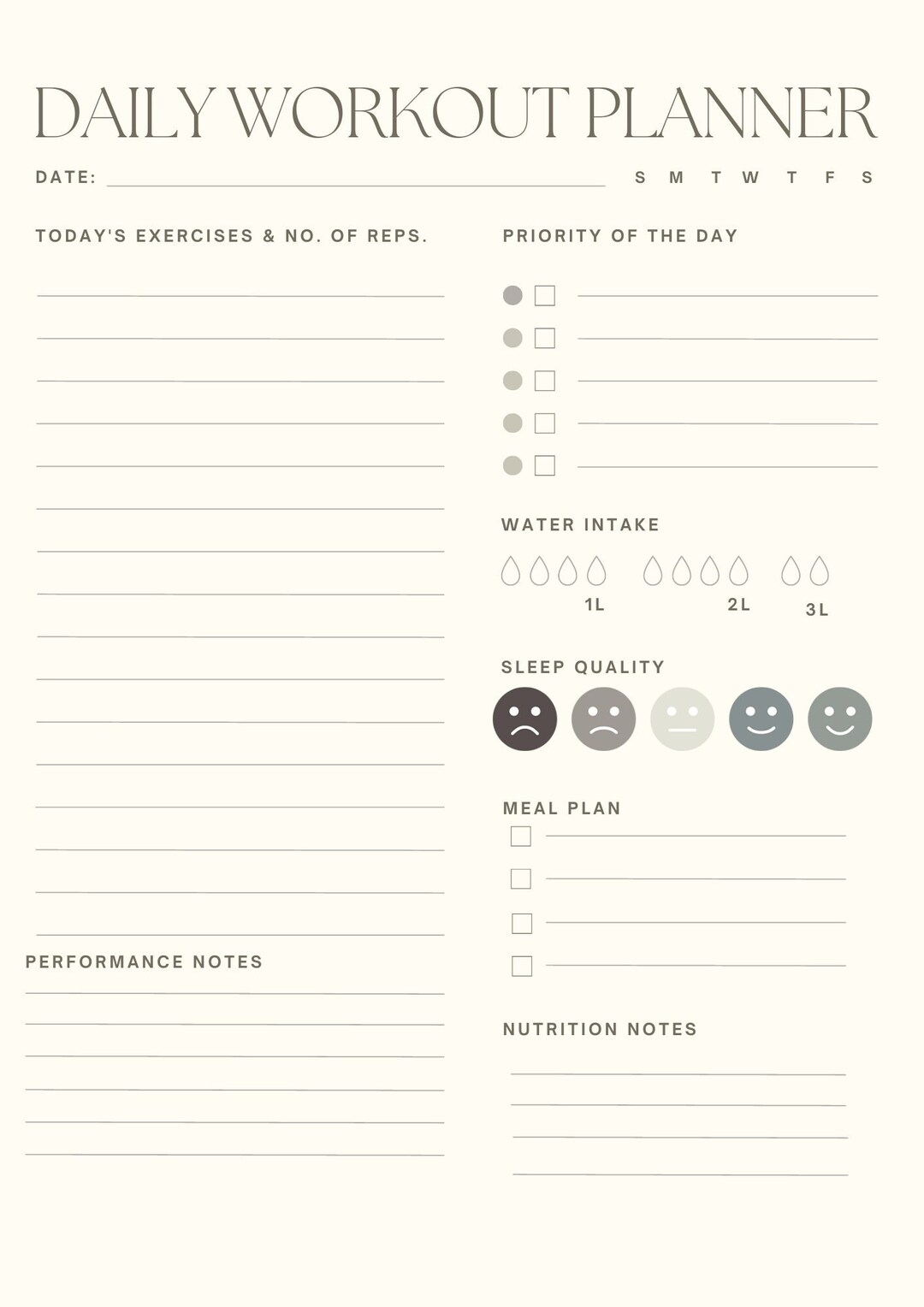 Daily Workout Planner, Exercise and Fitness Journal - Etsy