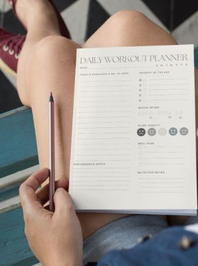 Daily Workout Planner, Exercise and Fitness Journal - Etsy