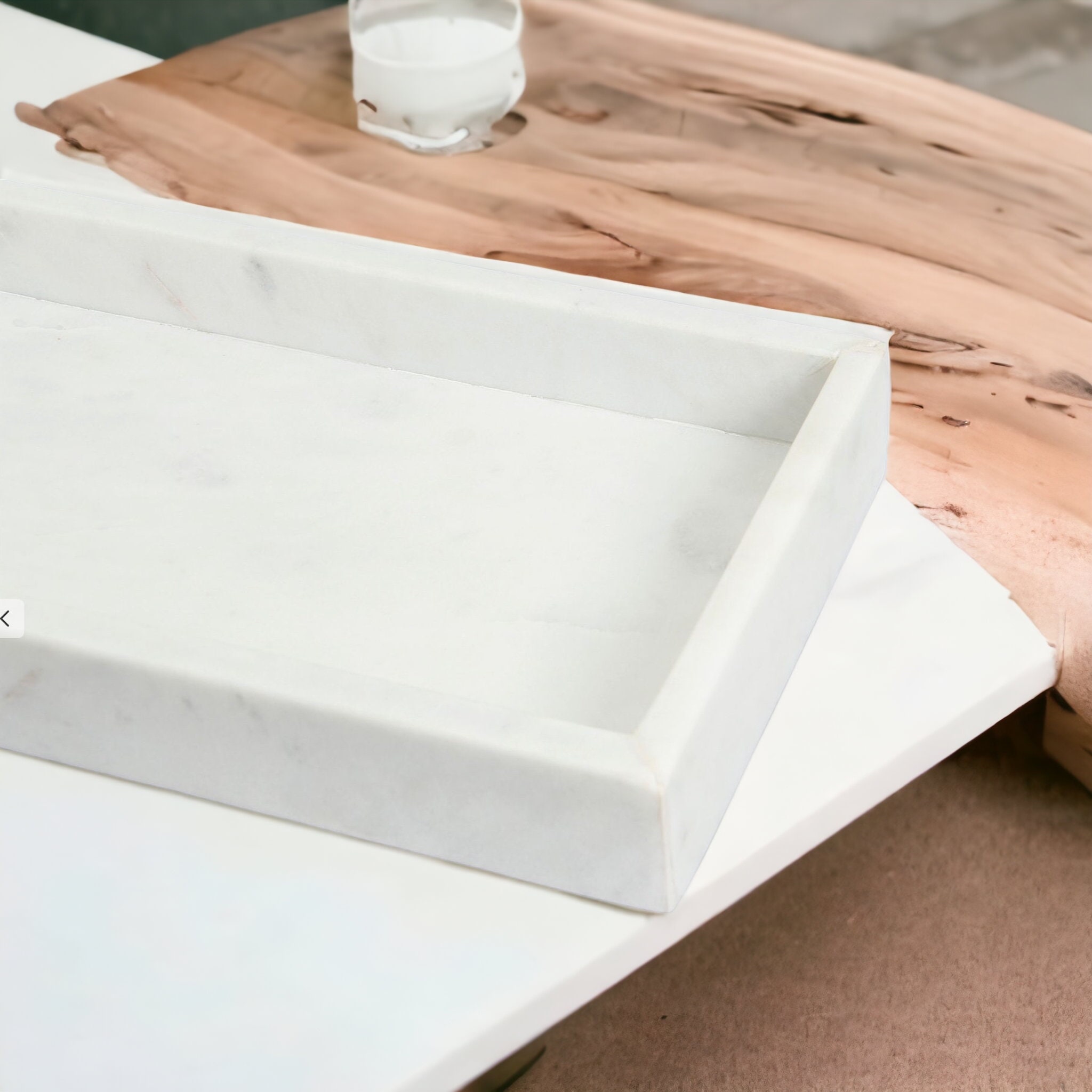 White Rectangular Marble Tray - Etsy