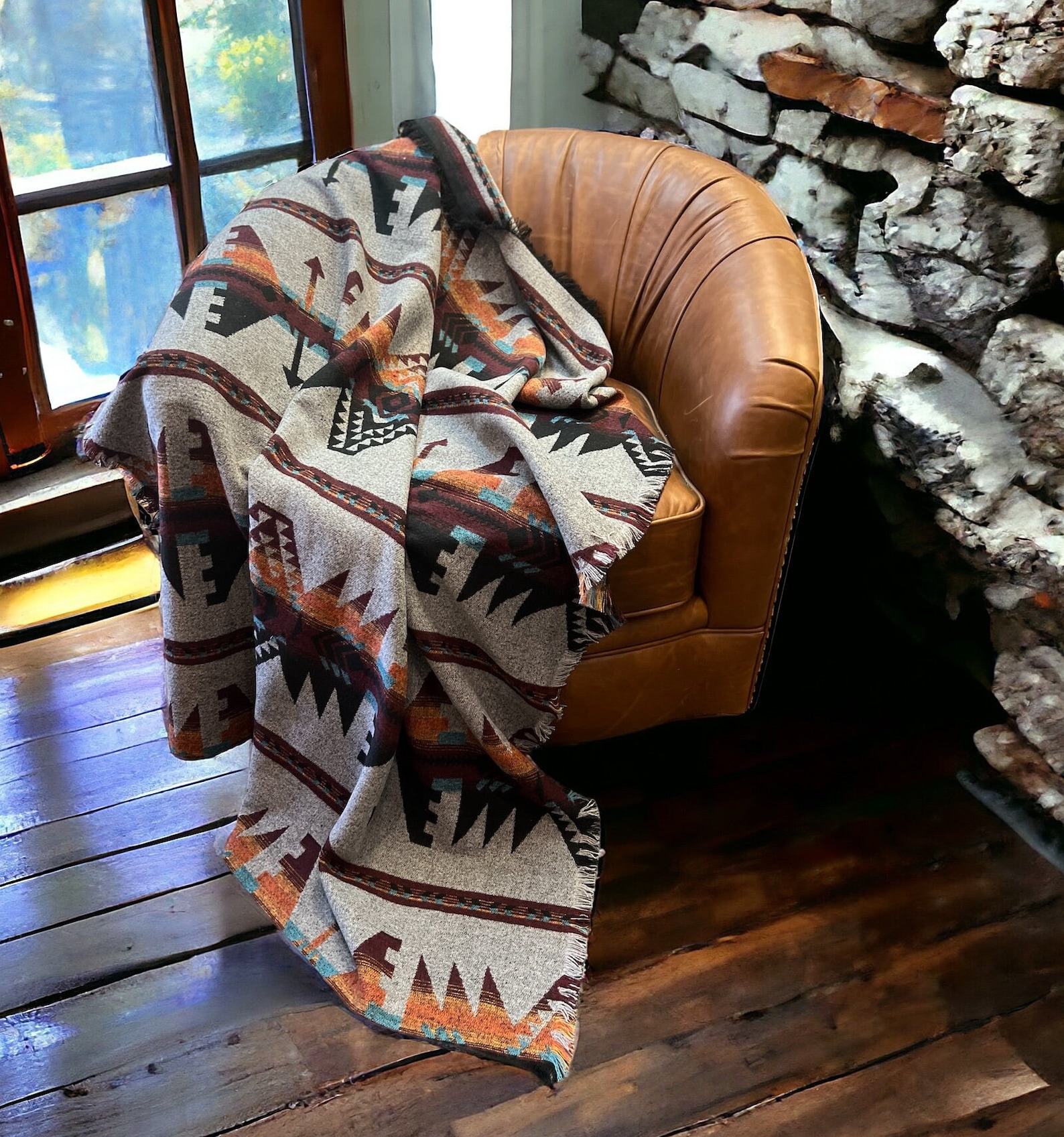 Gorgeous Soft Wool Aztec Southwestern Style Throw Blanket, Multiple ...