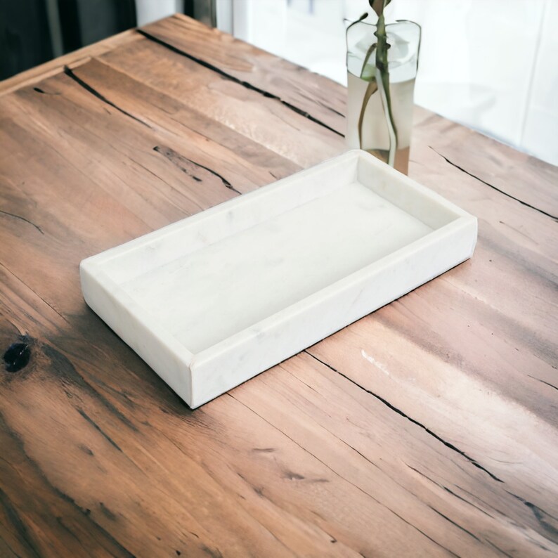 White Rectangular Marble Tray - Etsy
