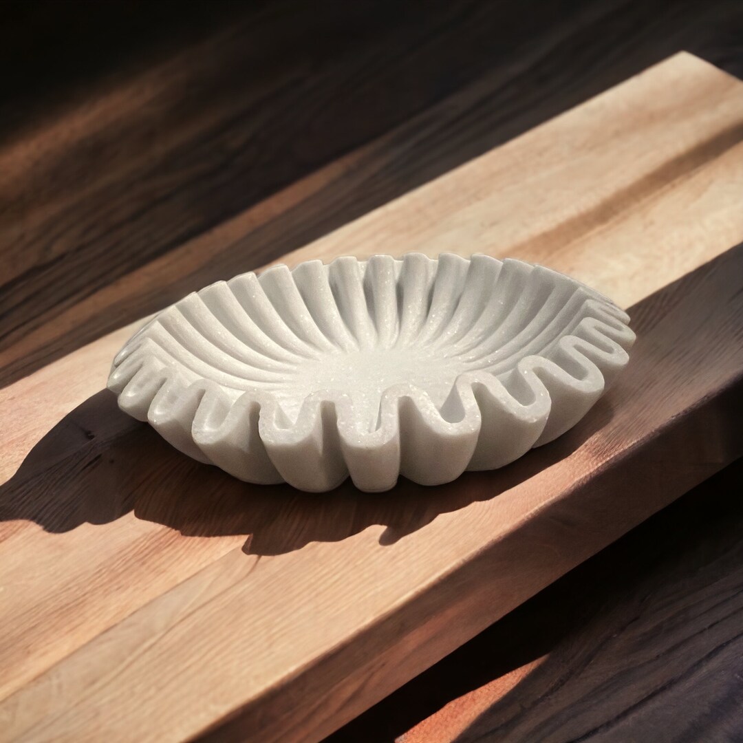 Marble Ruffle Bowl, Lotus Bowl - Etsy