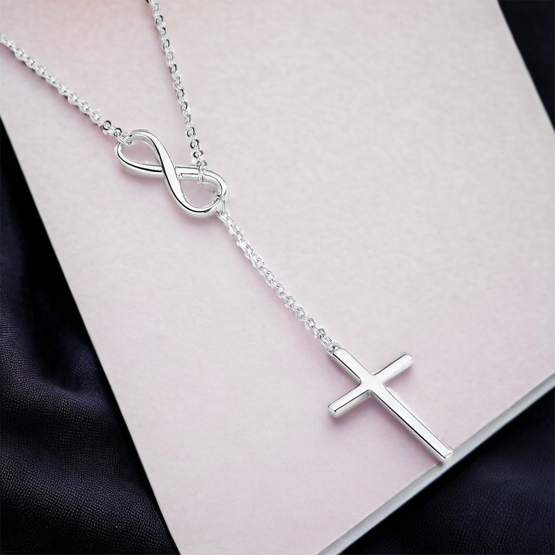 925 Sterling Silver Infinity Everlasting Love & Faith Cross Necklace - Etsy