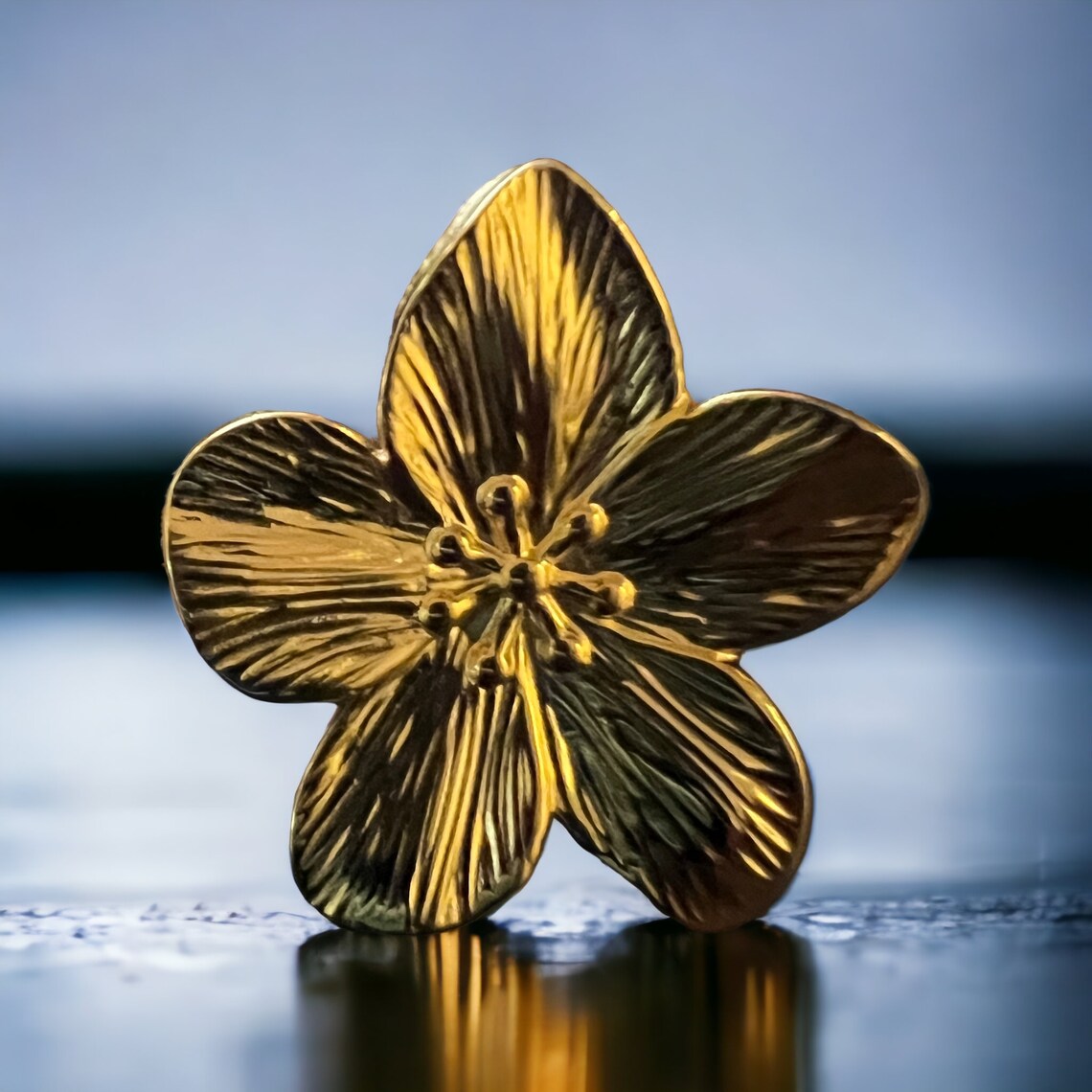 18K Gold Plated Plumeria Flower Ring, Hawaiian Jewelry, Waterproof, Non ...