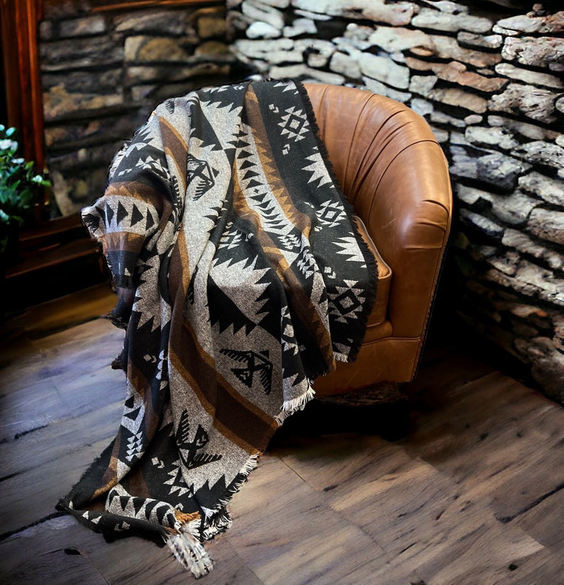 Gorgeous Soft Wool Aztec Southwestern Style Throw Blanket, Multiple ...
