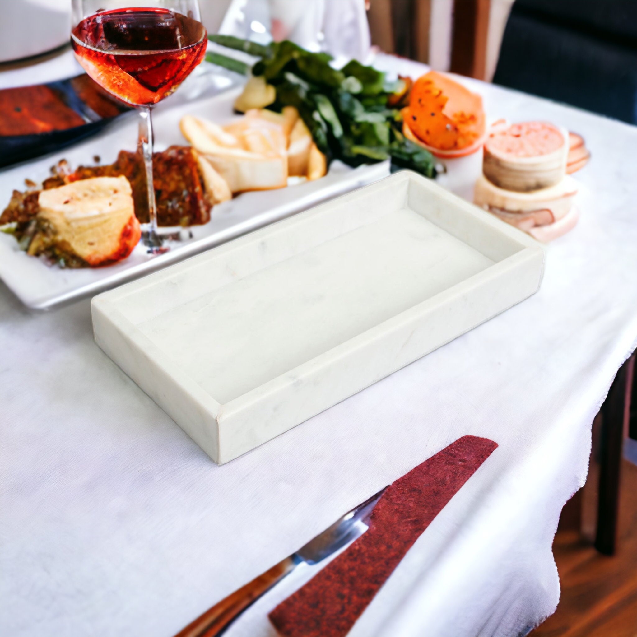 White Rectangular Marble Tray - Etsy