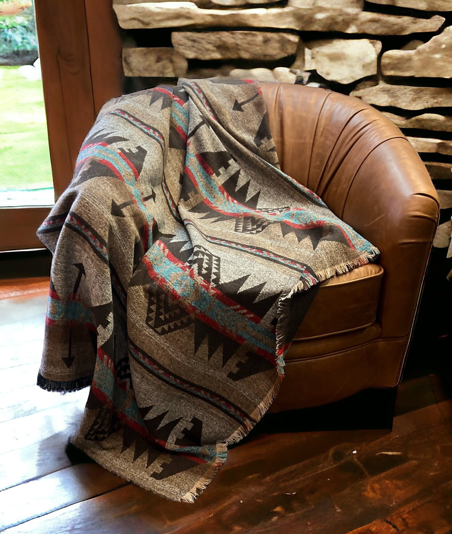 Gorgeous Soft Wool Aztec Southwestern Style Throw Blanket, Multiple ...
