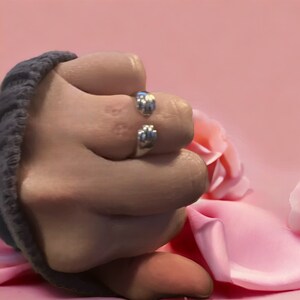 925 Sterling Sliver Kitty Cat Ring, Open Adjustable Paw Print Ring ...