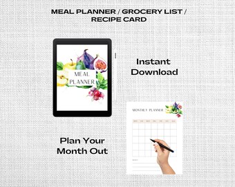 Meal Planner, Printable, Food Journal, Weekly Food Diary, Menu Plan ...