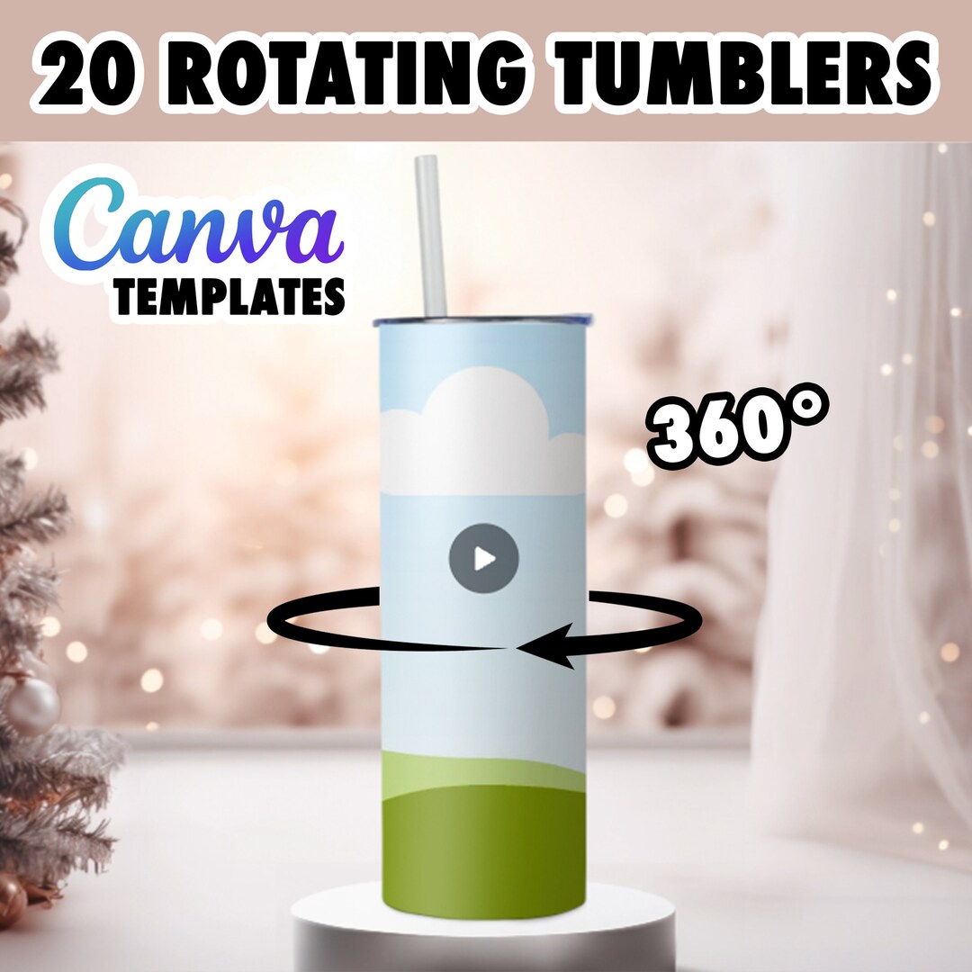 Rotating Tumbler, Lid and Straw Canva Preset Mock up Template - 20 ...