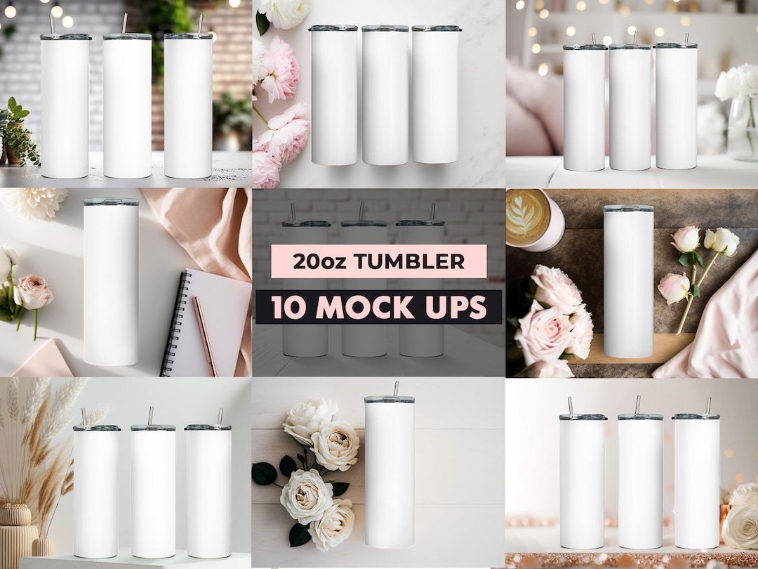 10 Different Neutral Pink 20z Tumbler Straight Mock up PNG File - Edit ...