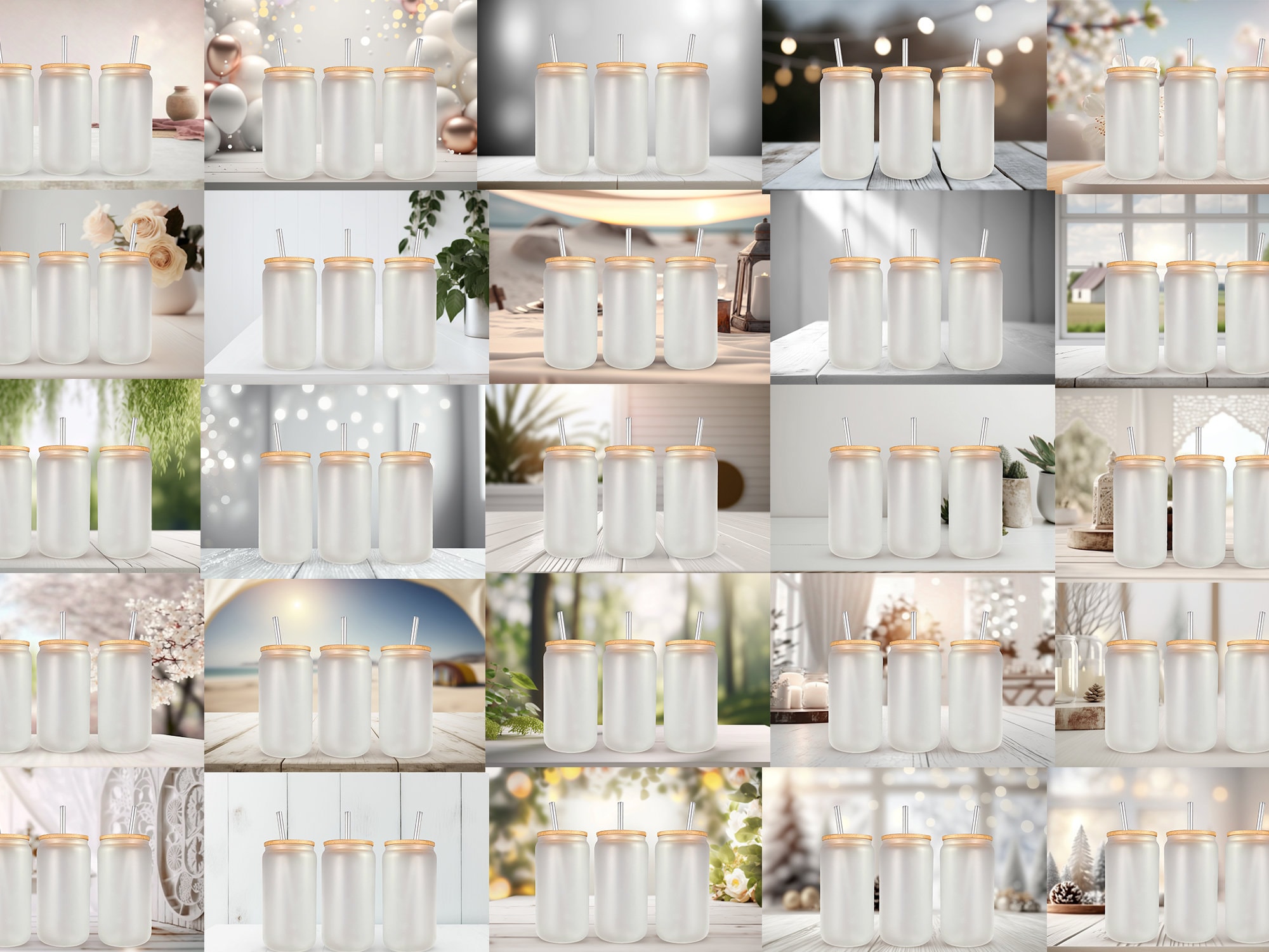 100 Frosted 16oz Libbey Glass Can Mock Ups Canva Templates AND - Etsy ...