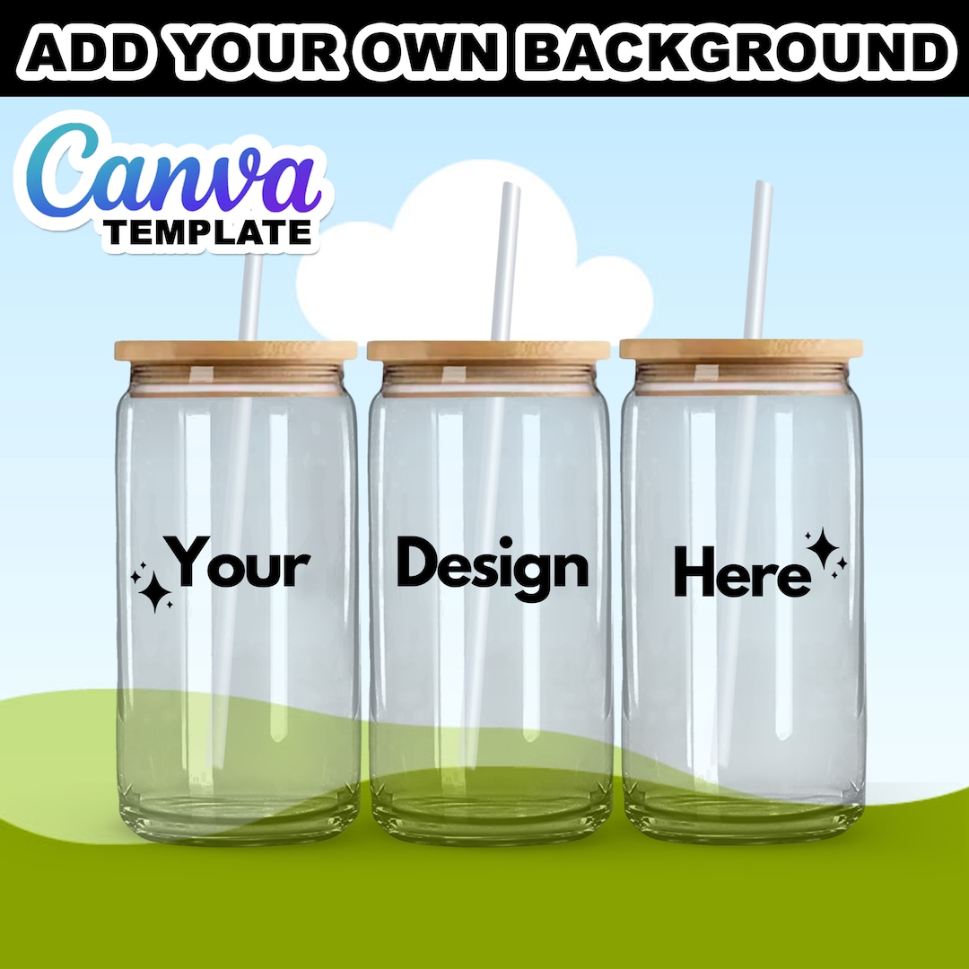 16oz CLEAR Libbey Glass Can Smart Canva Mock up Template - Add Your Own ...